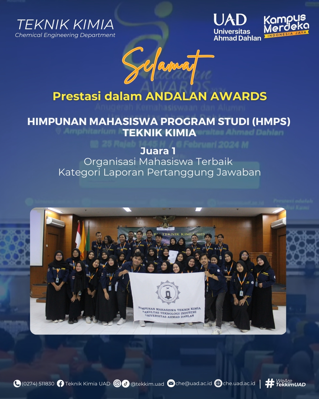 HMTK UAD JUARA 1 Organisasi Mahasiswa Terbaik Kategori Laporan Pertanggung Jawaban dalam ANDALAN ...