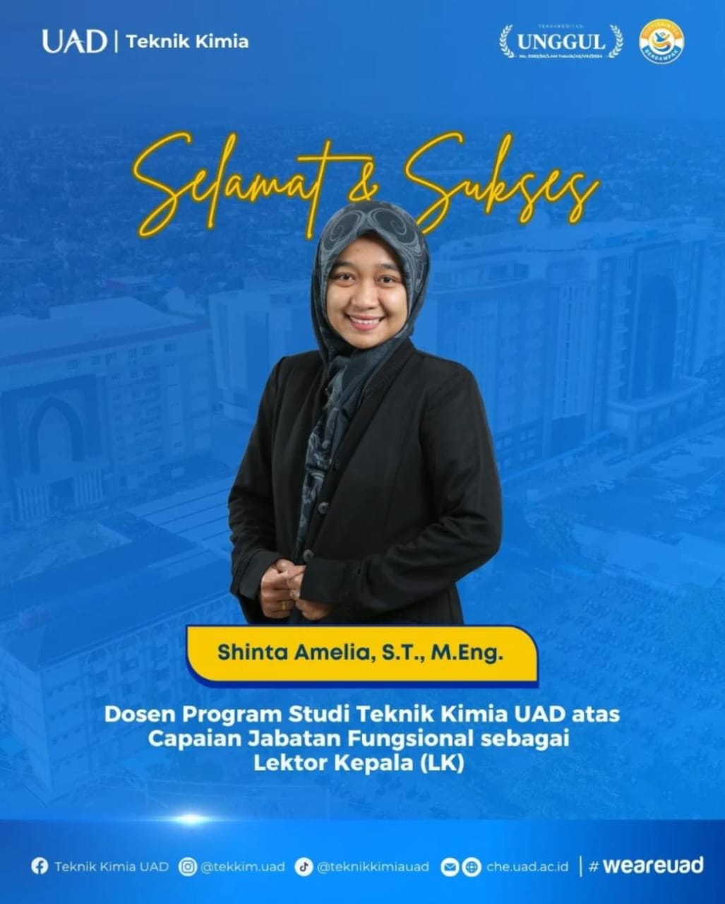 Selamat kepada Ibu Shinta Amelia atas Jabatan Fungsional Lektor Kepala ...