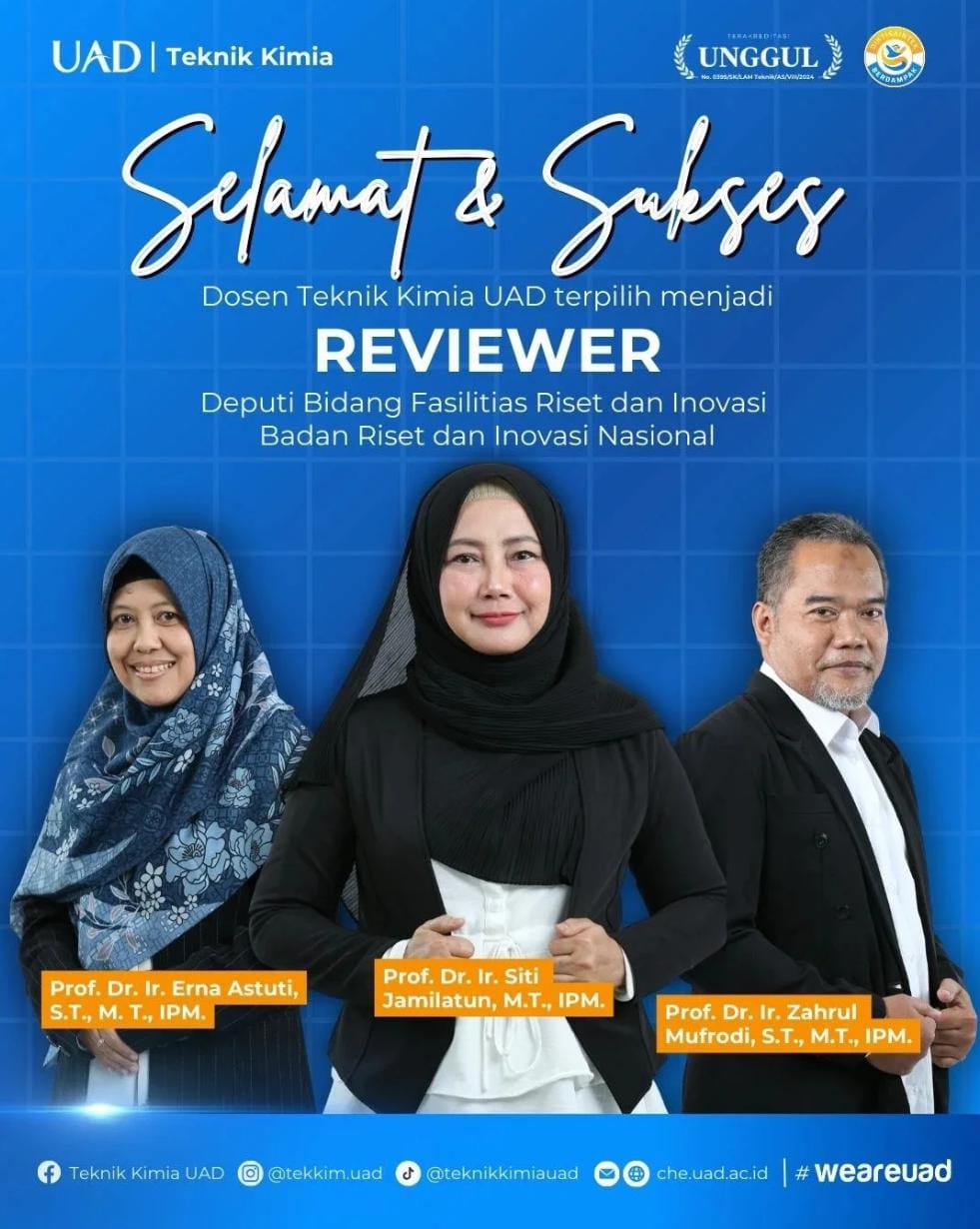 Dosen Teknik Kimia UAD terpilih menjadi Reviewer Deputi Bidang Fasilitas Riset & Inovasi Badan ...