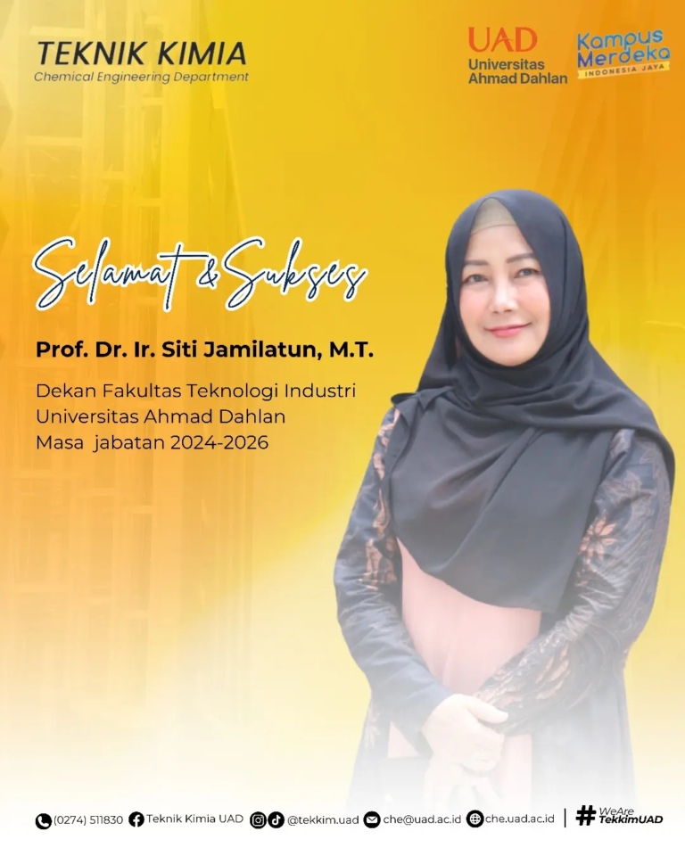 Selamat Kepada Prof. Dr. Ir. Siti Jamilatin, M.T. sebagai Dekan Fakultas Teknologi Industri UAD ...