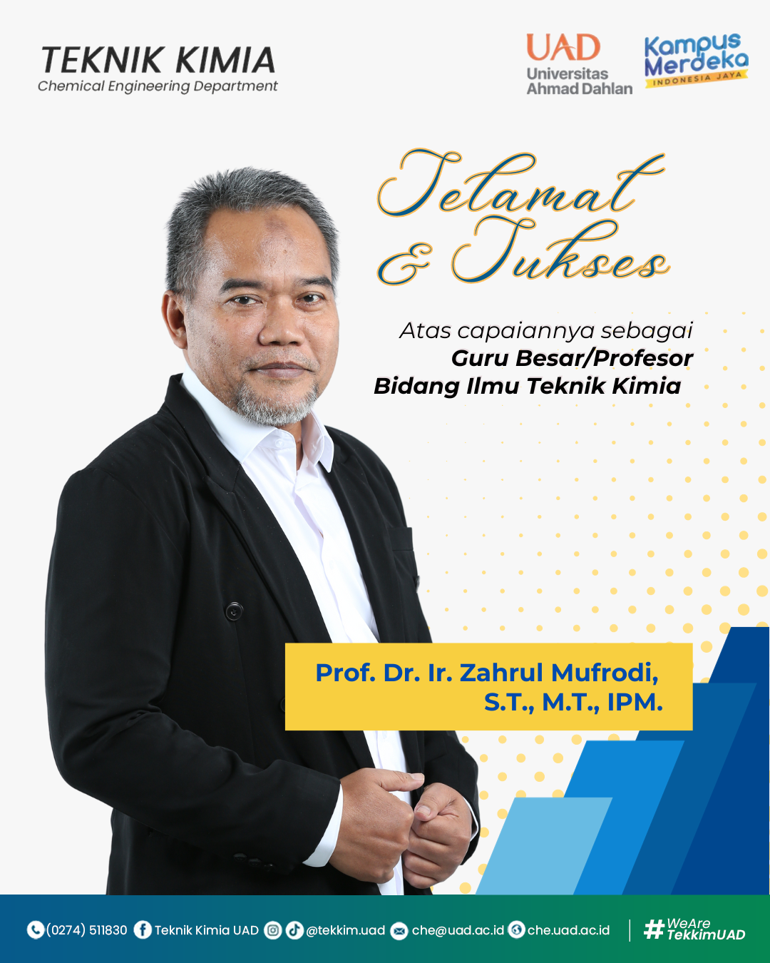 Professor Ke-2 di Program Studi Teknik Kimia UAD "Prof. Dr. Ir. Zahrul ...
